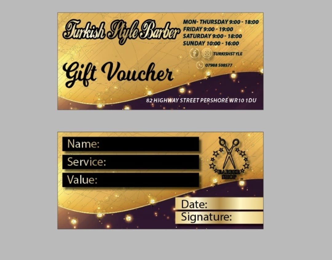 Barber Shop Gift Voucher - Atlantic Design Print