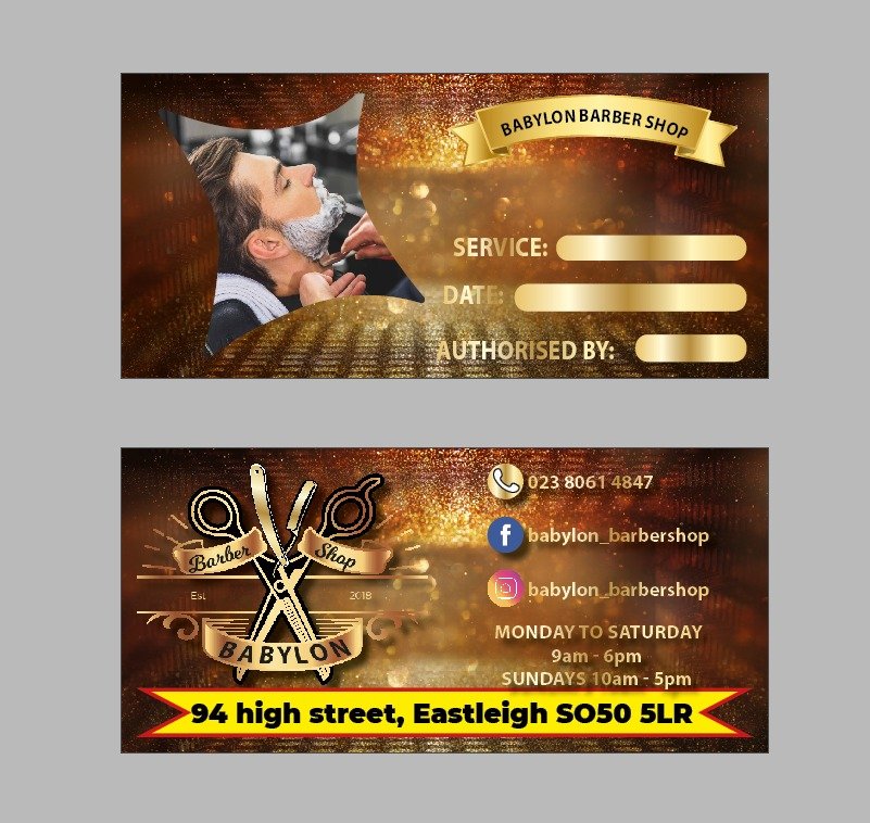 Barber Shop Gift Voucher - Atlantic Design Print