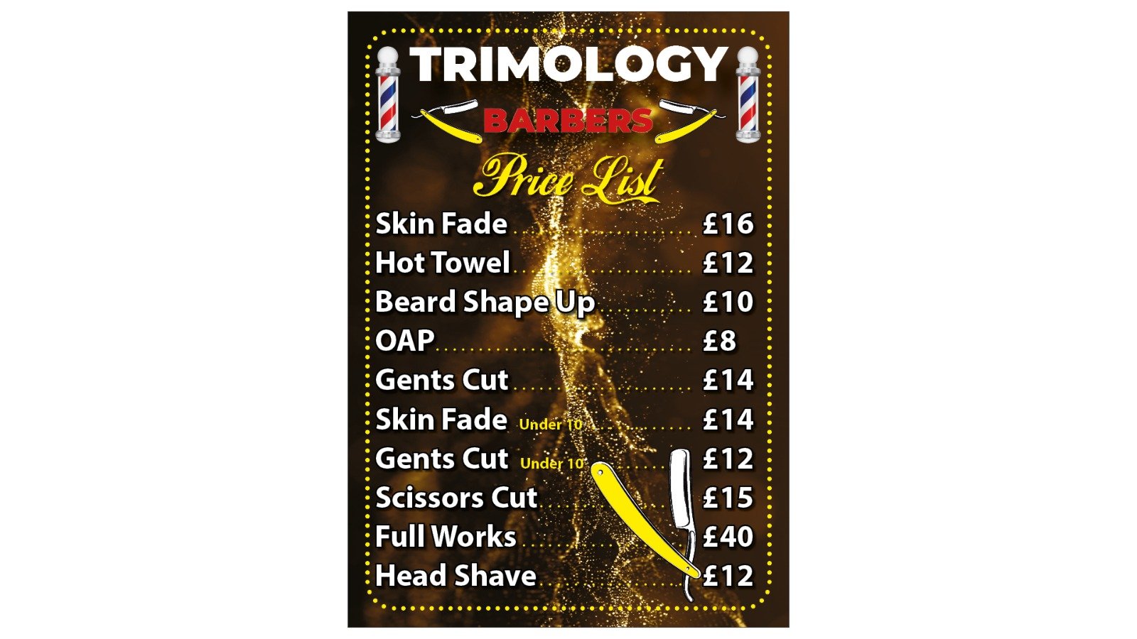 Barber Shop Price List - Atlantic Design Print